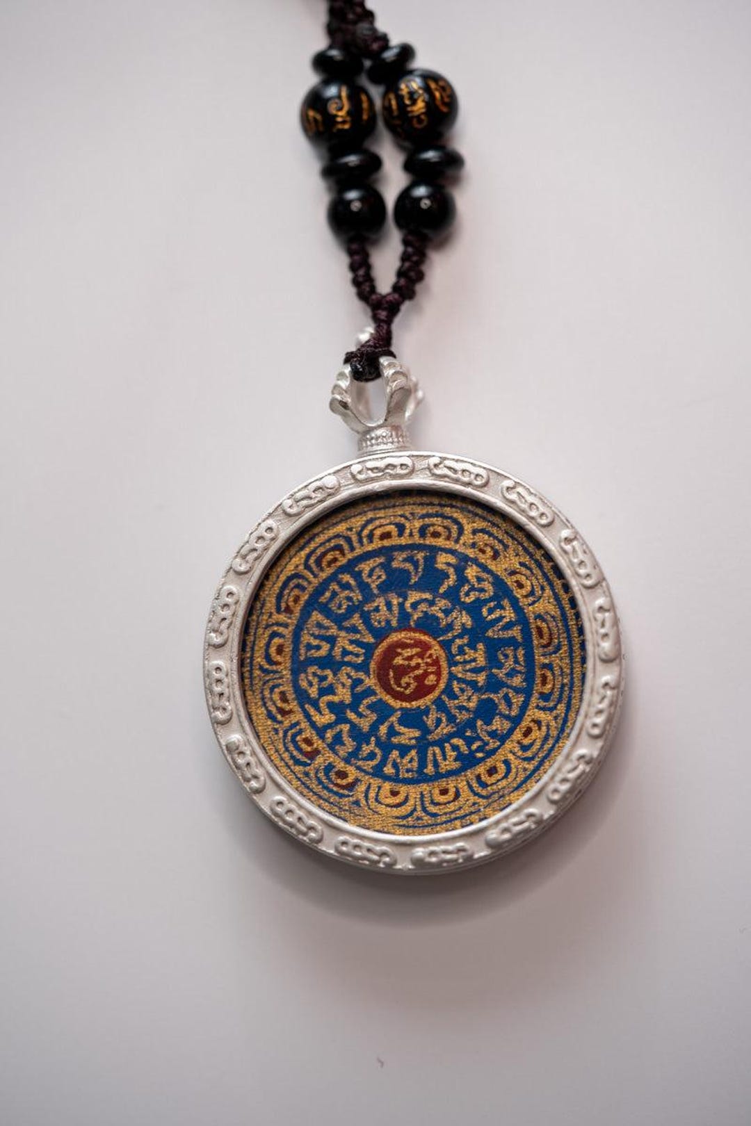 Om Mantra Thangka Locket – Handcrafted Tibetan Pendant, Sacred Amulet ...