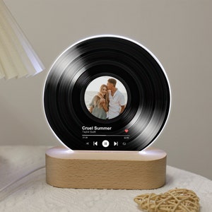 Custom Acrylic Vinyl Record Night Light,song With Photo Acrylic Plaque ...