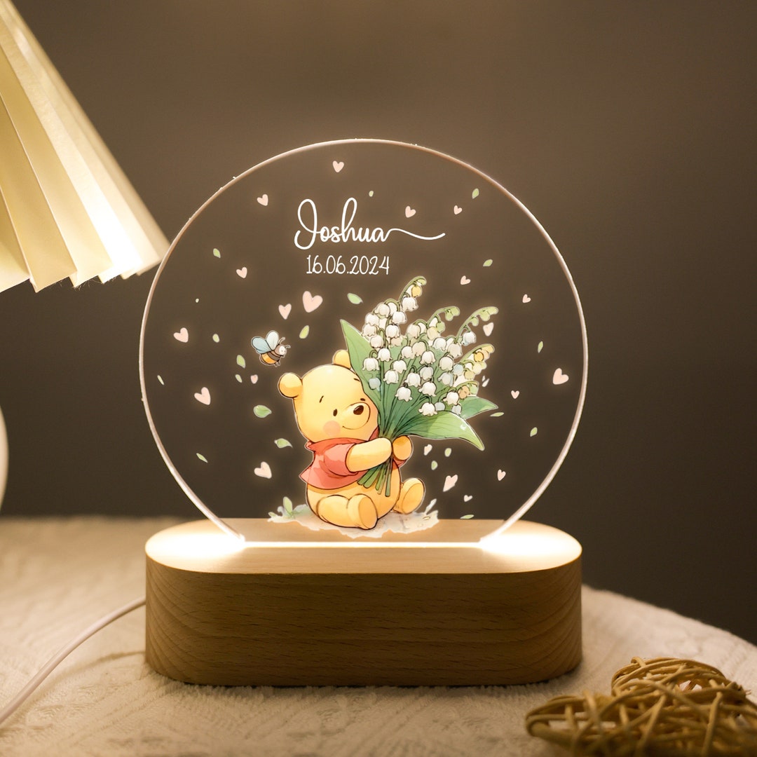 Custom Acrylic Night Light,cute Animals Plaque,baby LED Night Lamp,pooh ...