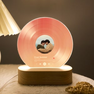 Custom Acrylic Vinyl Record Night Light,song With Photo Acrylic Plaque ...