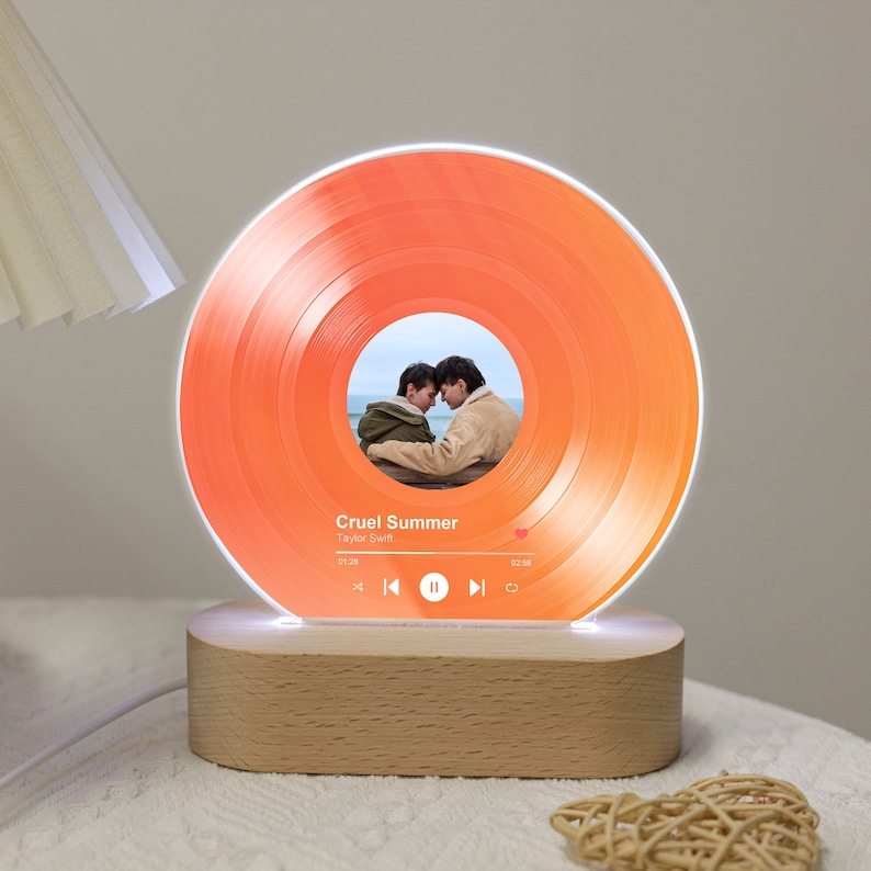 Personalized Vinyl Record With Photo Night Light, Acrylic Song Music ...