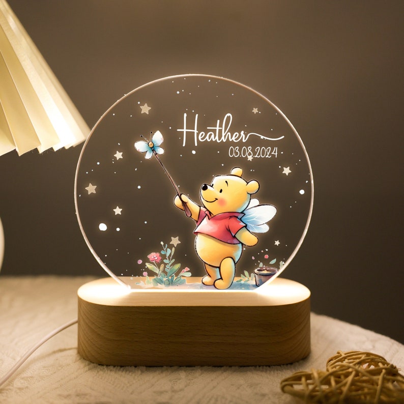 Custom Acrylic Night Light,cute Animals Plaque,baby LED Night Lamp,pooh ...