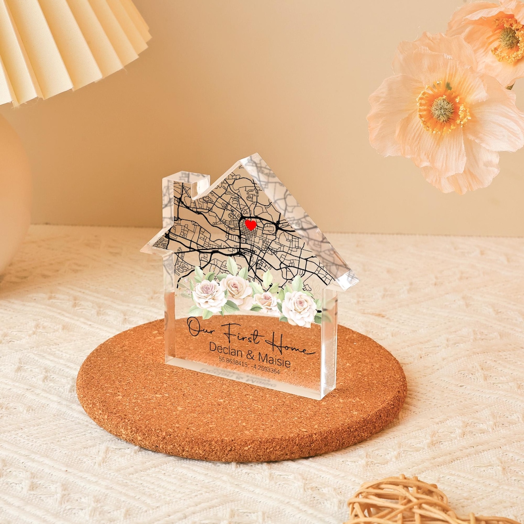 Custom Address Map Housewarming Gift Acrylic Block, New House Map ...