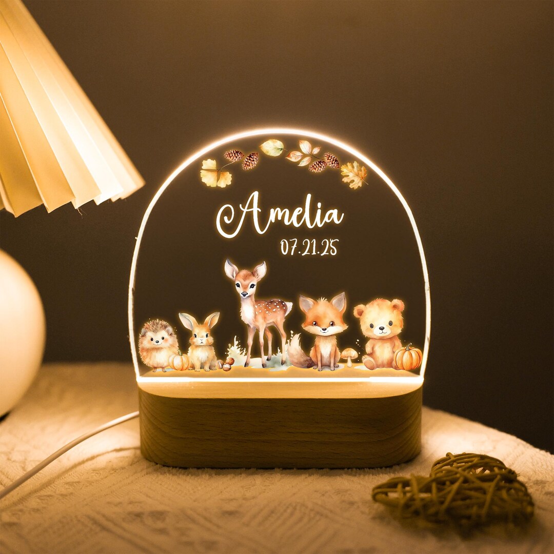Personalized LED Animal Night Light, Safari Jungle Animals Lamp Acrylic ...