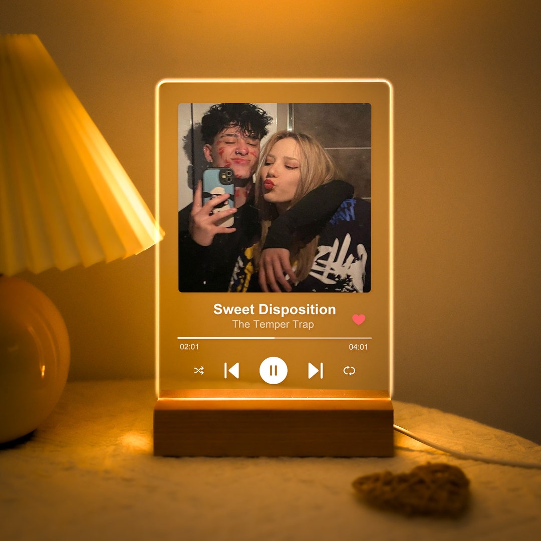 Personalized Music LED Night Light, Music Photo Plaque Wedding Gift ...