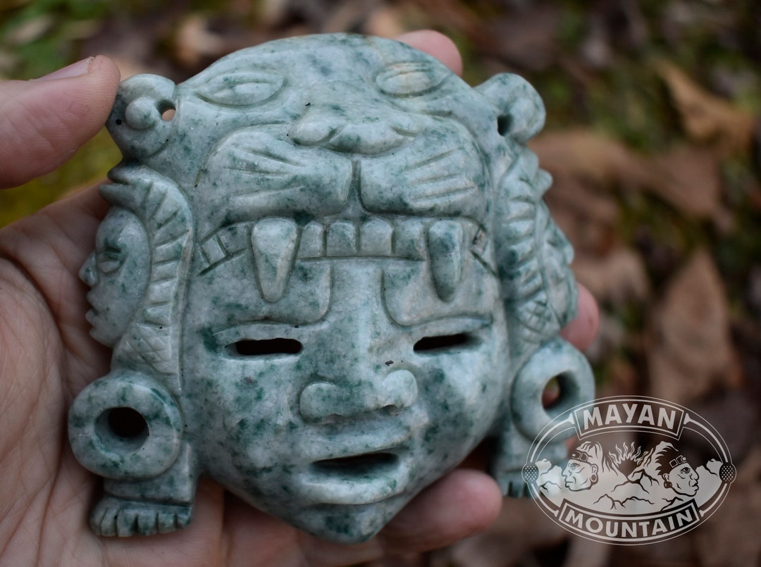 HUGE! Maya Burial Mask Style // Jaguar Warrior // Ceremonial Necklace ...