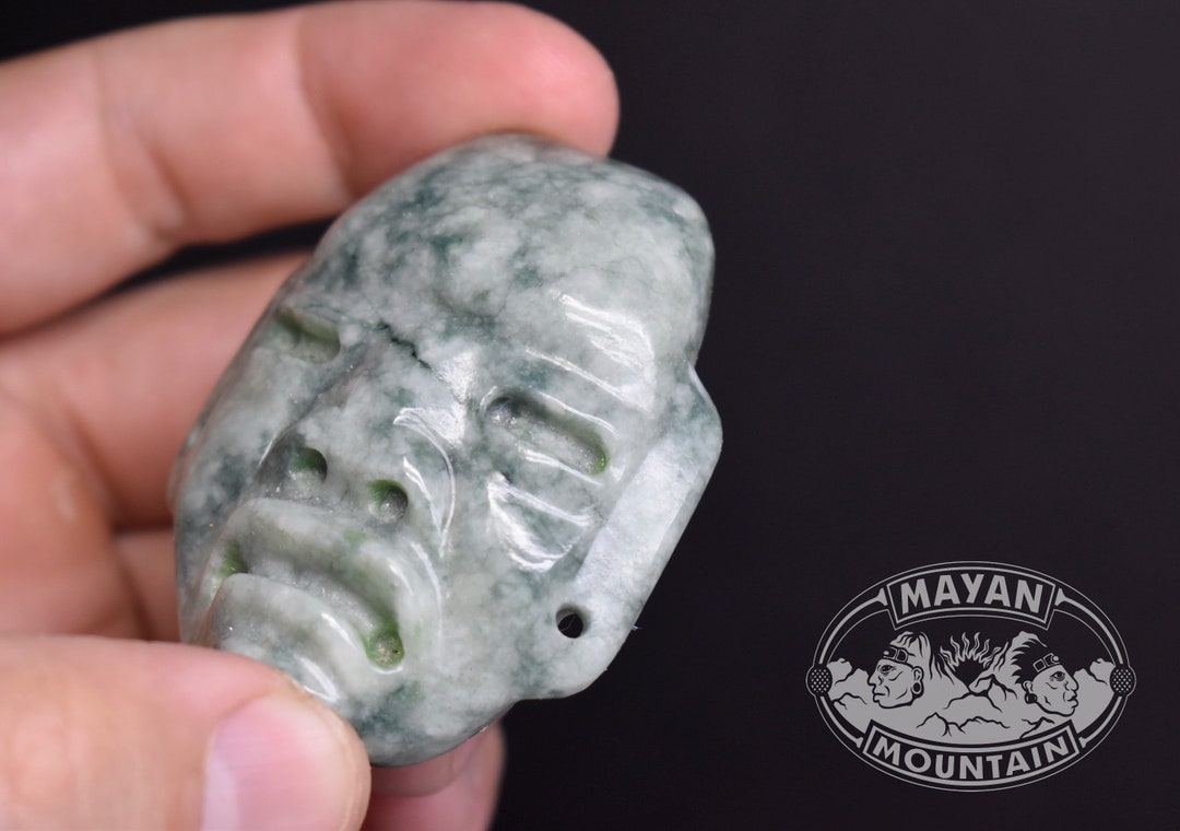 LARGE OLMEC Olmeca Mask // JADEITE Jade //face Head Necklace Pendant ...