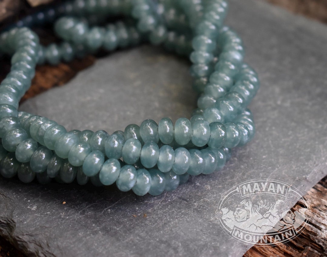 NEW ICY BLUE!!! // Guatemalan Jadeite Jade // Lot of Ten Bead Beads ...