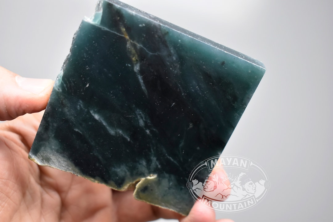 Dark Translucent BLUE With COOL PATTERN! // Rough Jadeite Jade Thin ...
