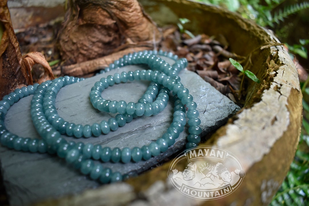 LIGHT WATERY BLUE // Guatemalan Jadeite Jade // Lot of Ten Bead Beads ...