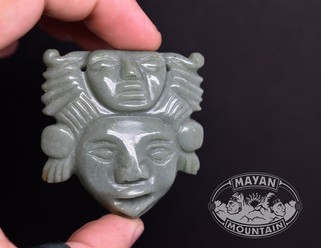Mayan BURIAL MASK // Maya Face // JADEITE Jade // Necklace Pendant ...