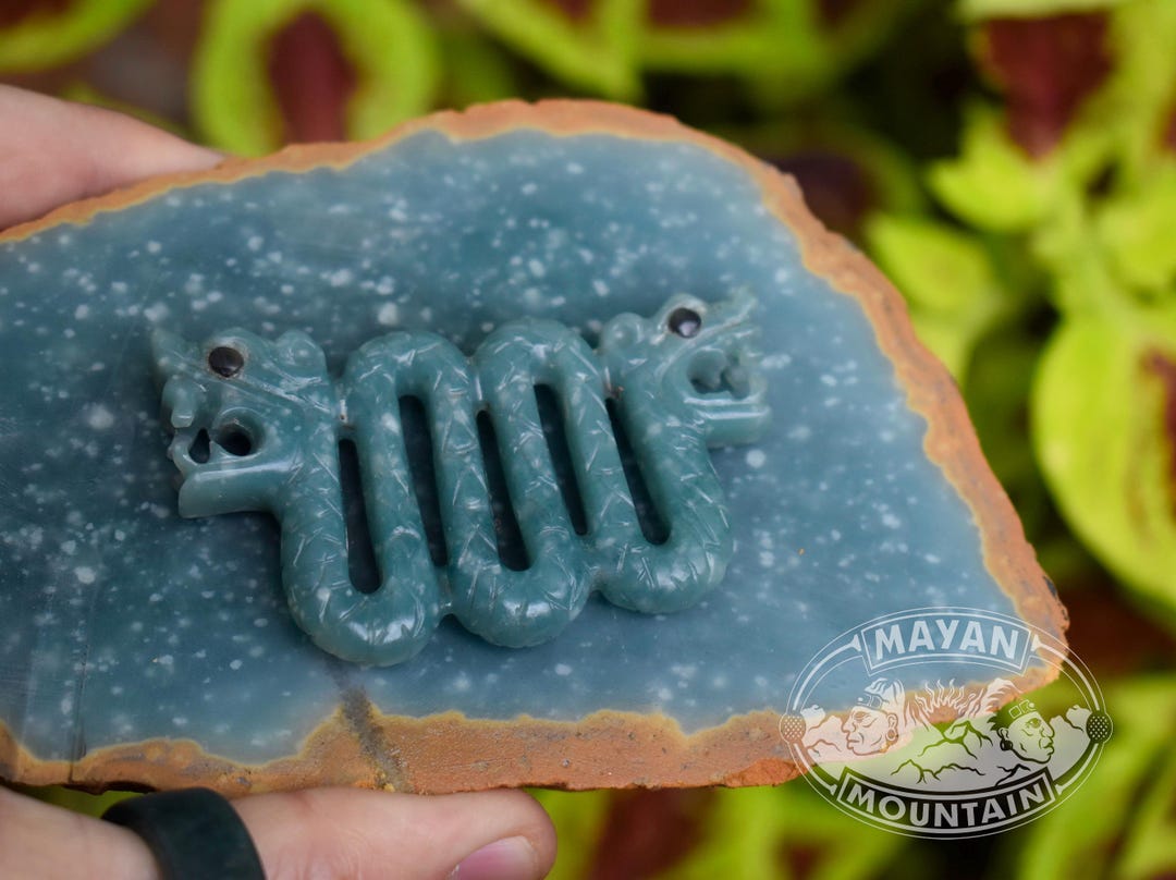 QUETZALCOATL // Plumed Feathered Serpent // BLUE Guatemalan JADE ...