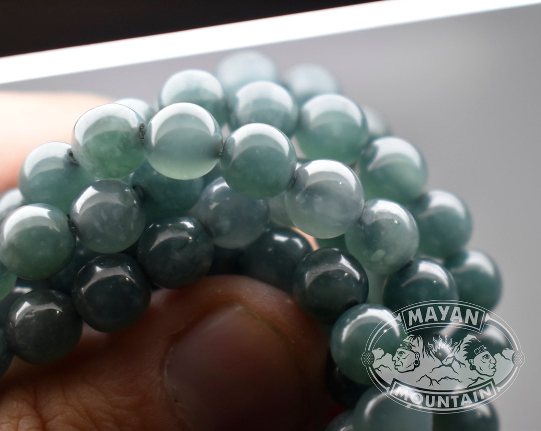LIGHT WATERY BLUE // Guatemalan Jadeite Jade // Lot of Ten Bead Beads ...