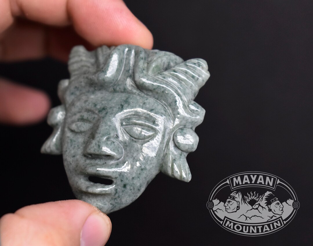 Mayan BURIAL MASK // Maya Face // JADEITE Jade // Necklace Pendant ...