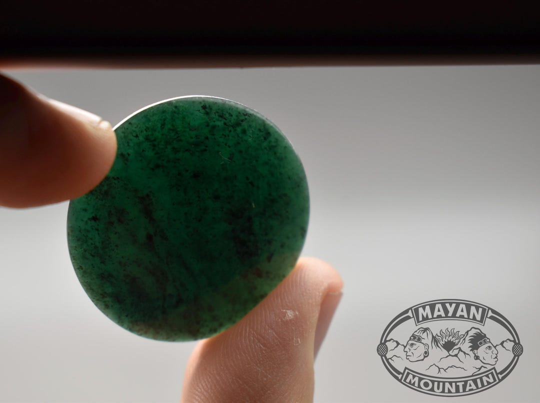 SUPER DARK Emerald Blue Green // Snowy Cabochon // Guatemalan Jadeite ...