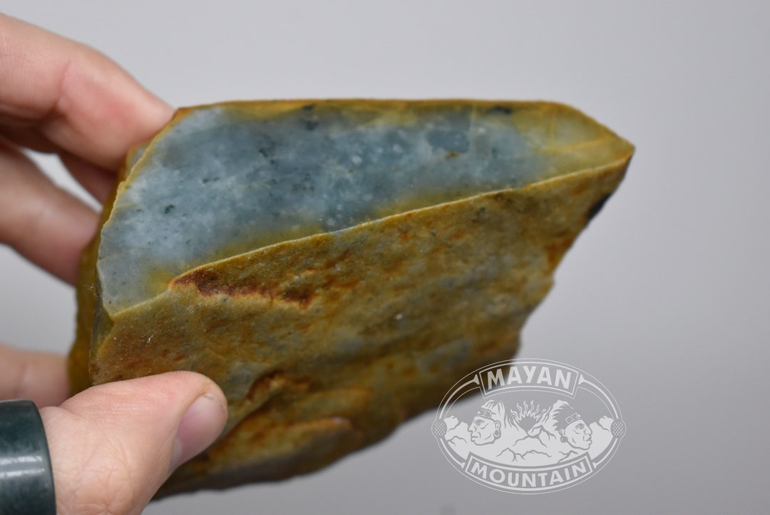 Snowy Princesa BLUE With ORANGE CRUST // Rough Jadeite Jade ...