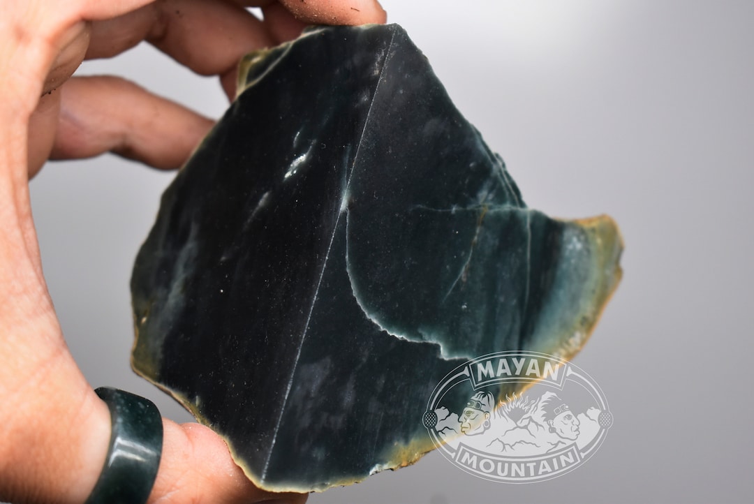 Dark Translucent BLUE With COOL PATTERN! // Rough Jadeite Jade Thin ...