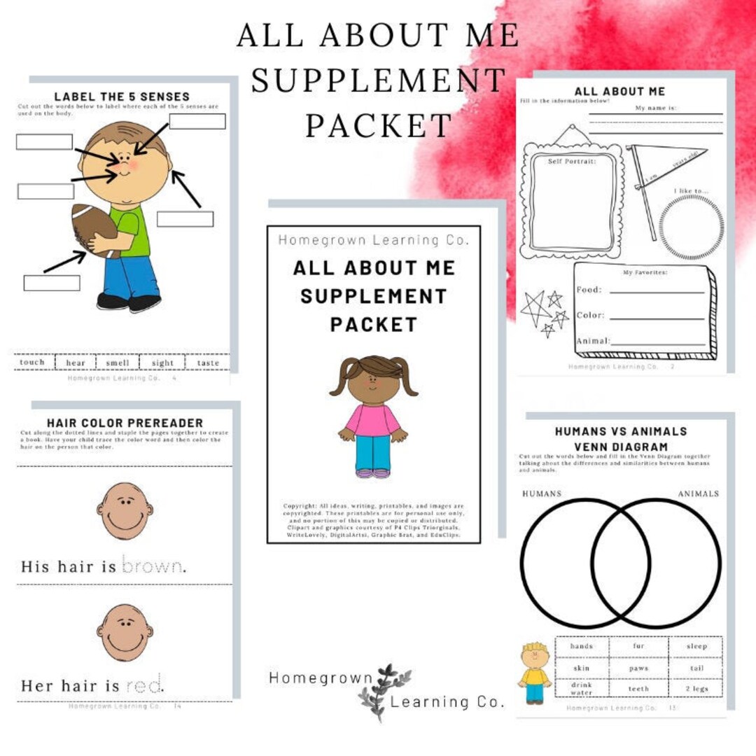 All About Me Supplement Packet (pre-k/kindergarten) - Etsy