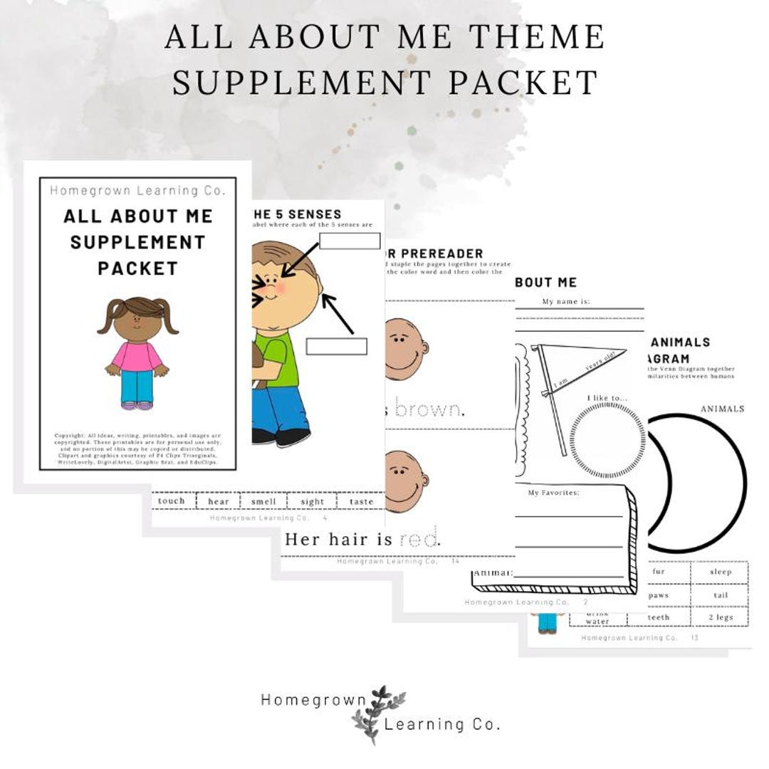 All About Me Supplement Packet (pre-k/kindergarten) - Etsy