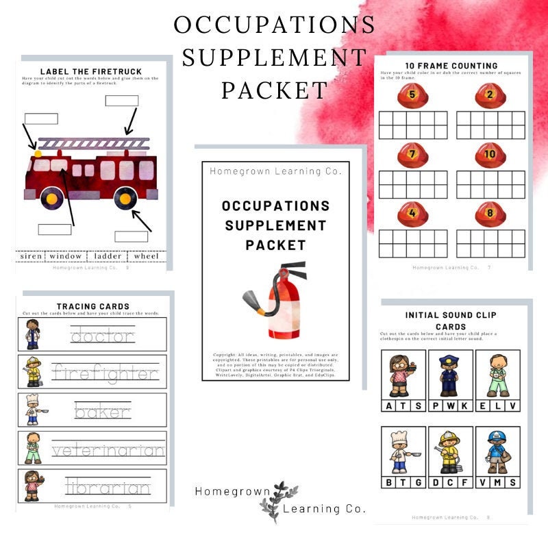 Occupations Supplement Packet (pre-k/kindergarten) - Etsy