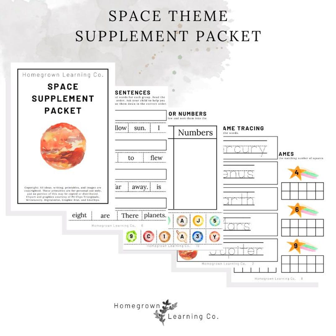 Space Supplement Packet (pre-k/kindergarten) - Etsy