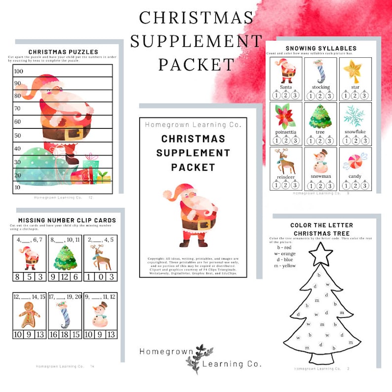 Christmas Supplement Packet pre-k/kindergarten - Etsy