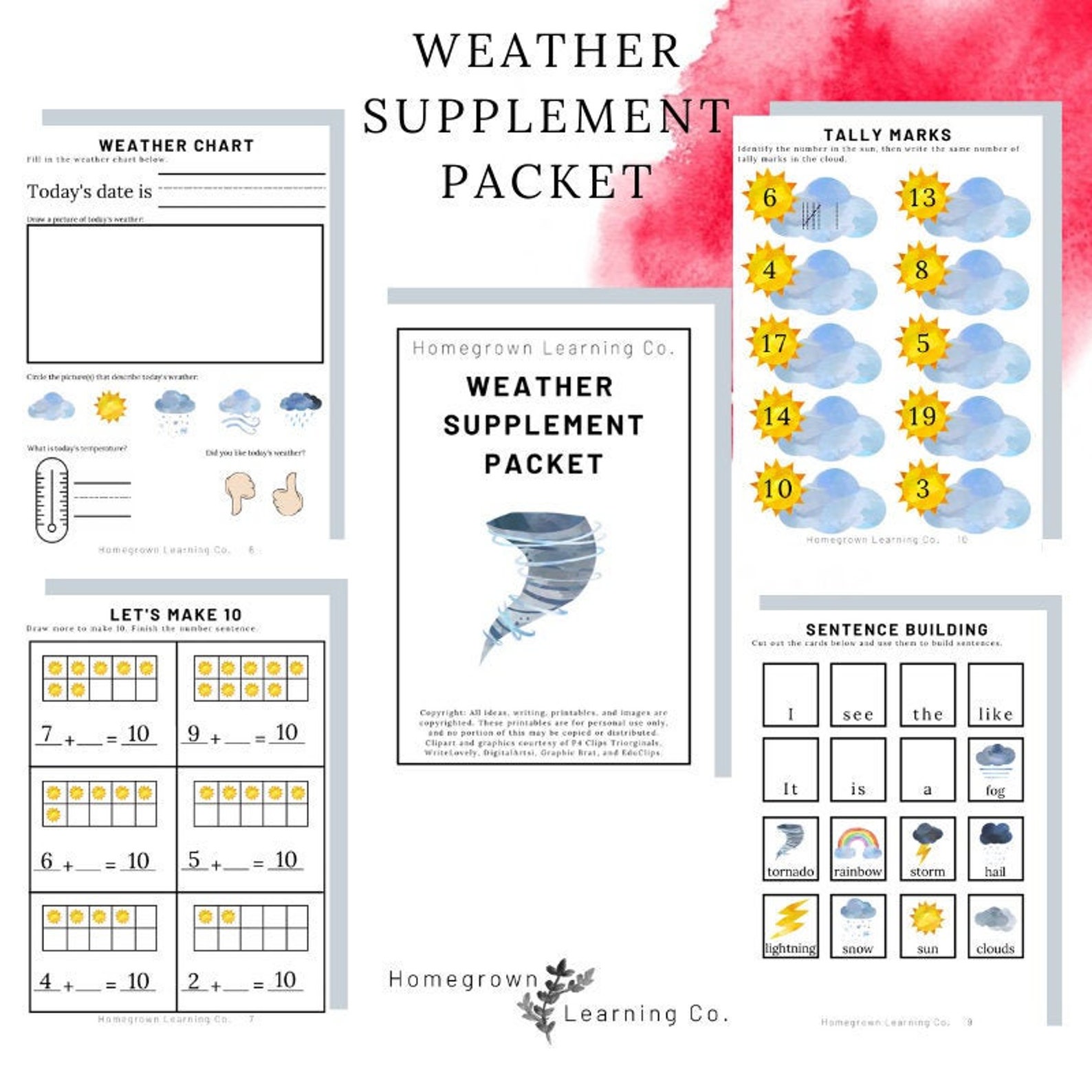Weather Supplement Packet (pre-k/kindergarten) - Etsy