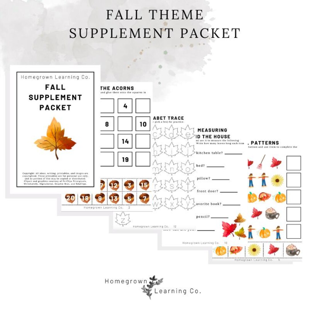 Fall Supplement Packet (pre-k/kindergarten) - Etsy