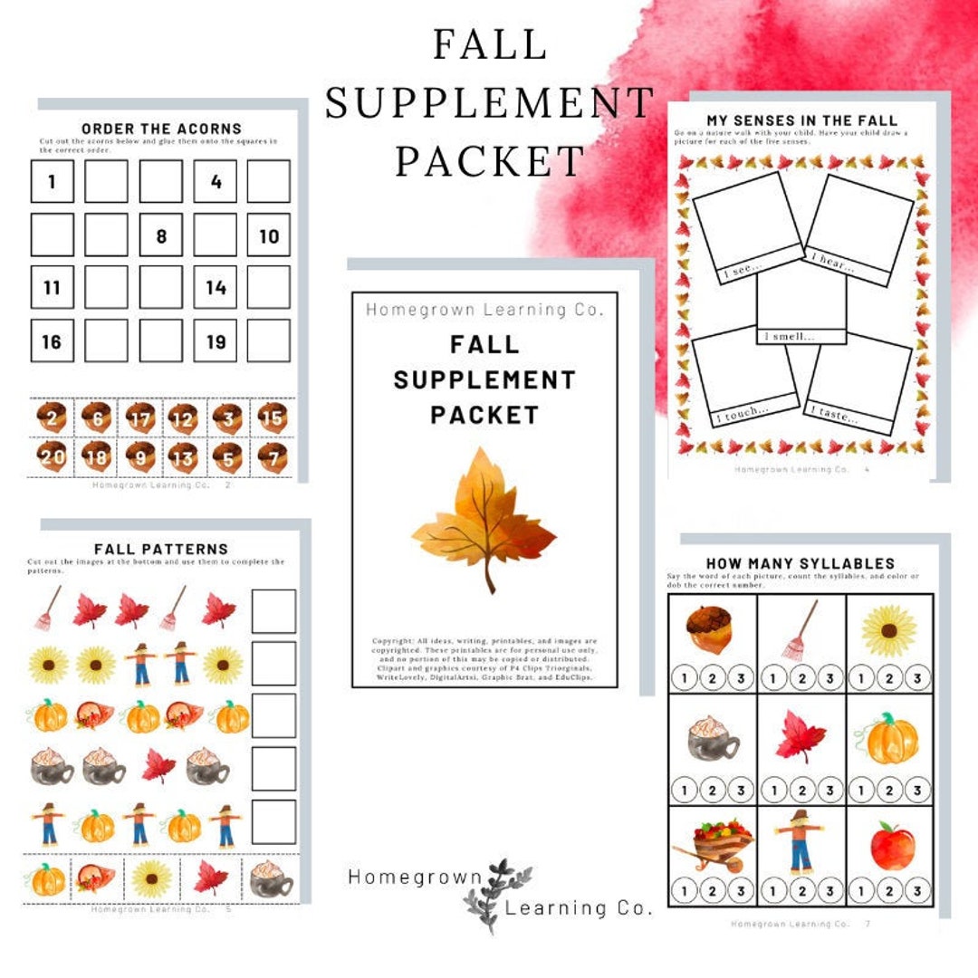 Fall Supplement Packet (pre-k/kindergarten) - Etsy