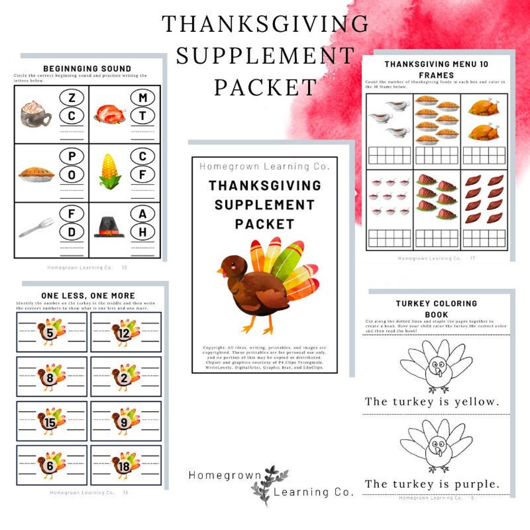 Thanksgiving Supplement Packet pre-k/kindergarten - Etsy