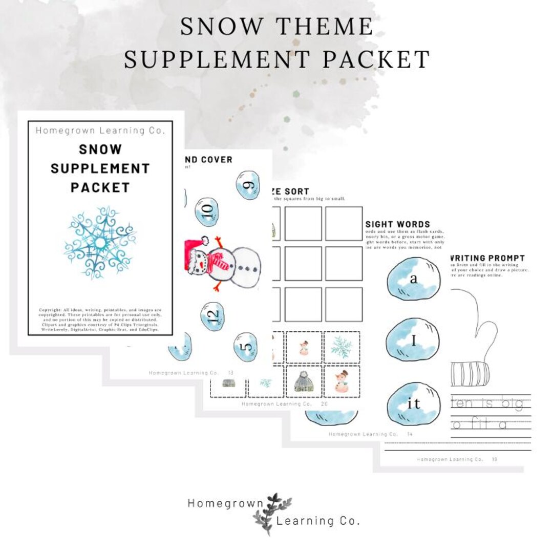 Snow Supplement Packet (pre-k/kindergarten) - Etsy