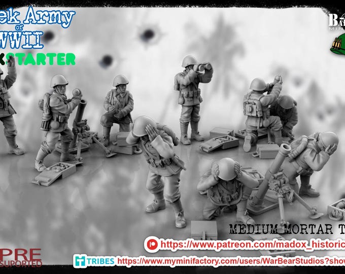Greek Medium Mortar Squad for 28mm WW2 Wargaming - Etsy