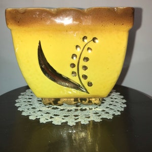 Vintage Ceramic Pottery Shafer 23K Gold Guaranteed Harvest Yellow Brown ...