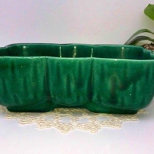Vintage UPCO Ungemach Pottery Indoor Planter Pot Avocado Green Drip Bow ...