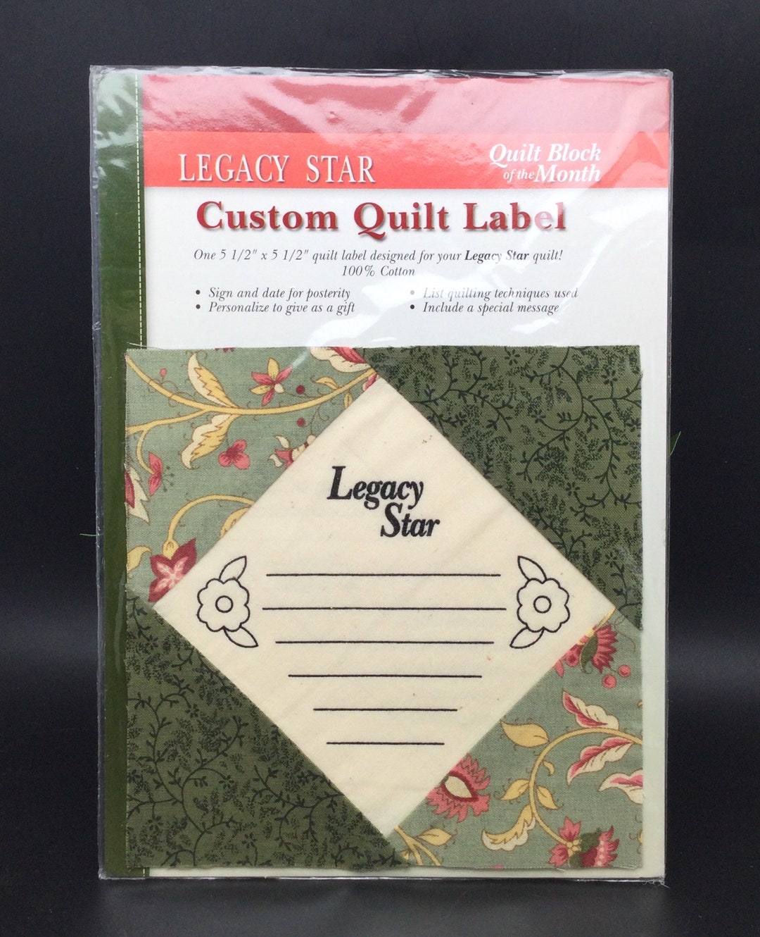 LEGACY STAR Quilt Block of the Month Custom Quilt Label, Green Hues ...