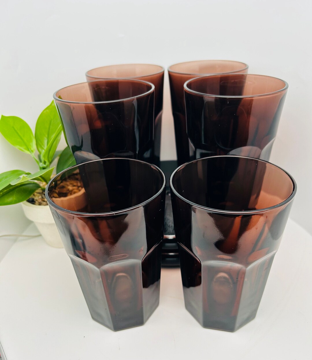 Set of 6 Libbey Glass Duratuff Gibraltar Violet Purple Amethyst 8 Flat ...