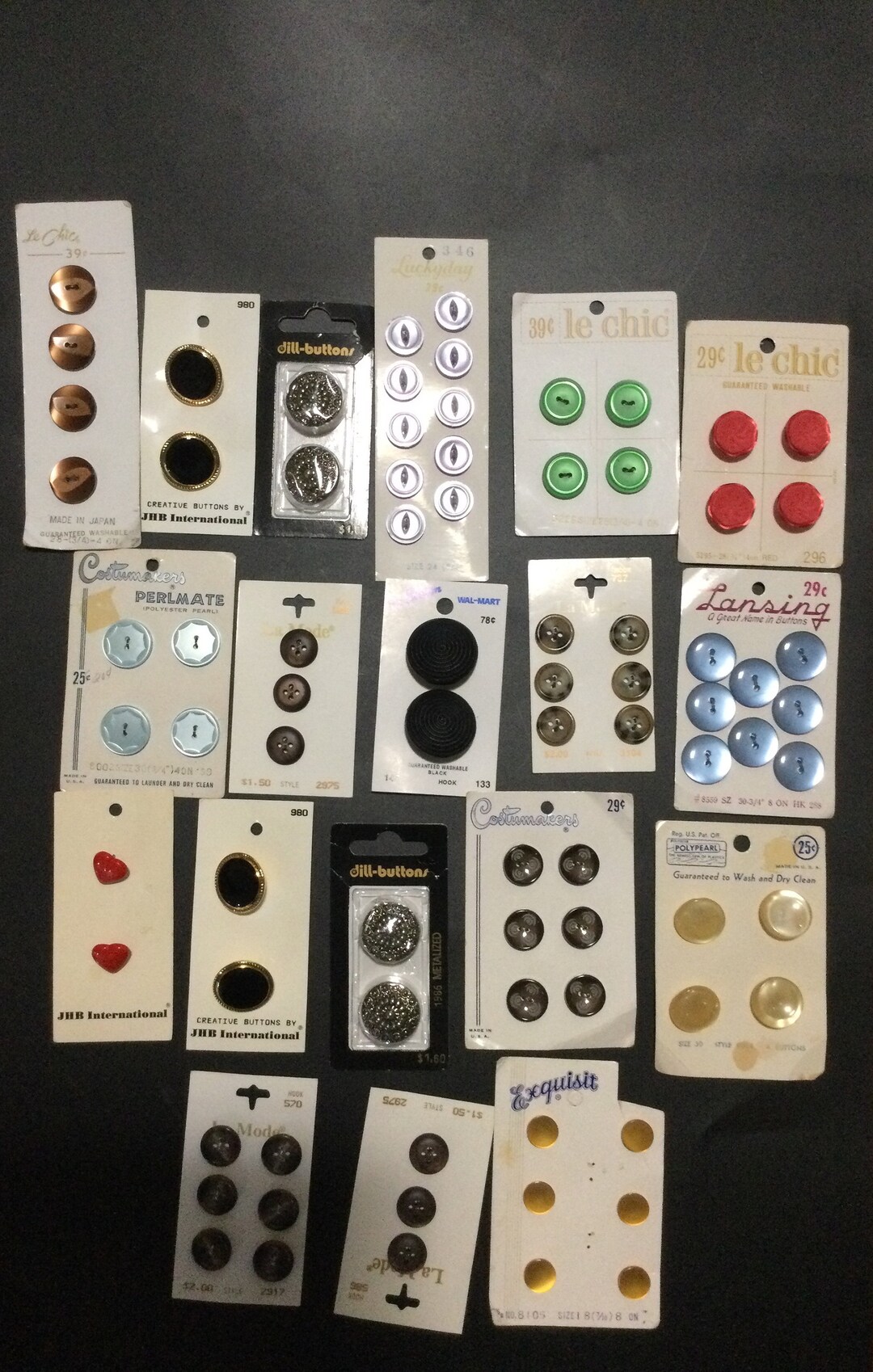 Lot of 19 Pkgs of Vintage Multi-colored Assorted Size Polypearl Plastic ...