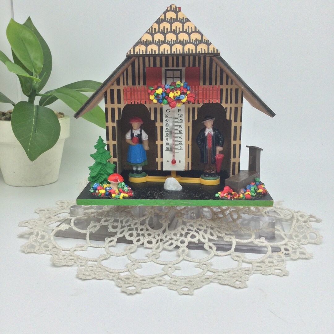 Vintage German House Black Forest Couple and Thermometer Weatherhouse ...