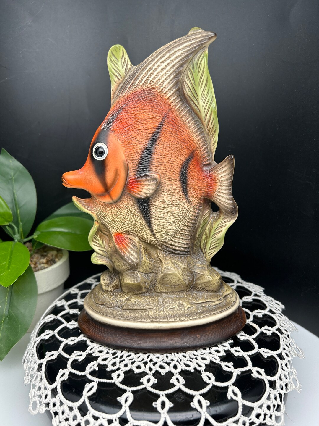 Vintage Ceramic Wide Eyed Topical Fish, Orange and Black, JAPAN - Etsy