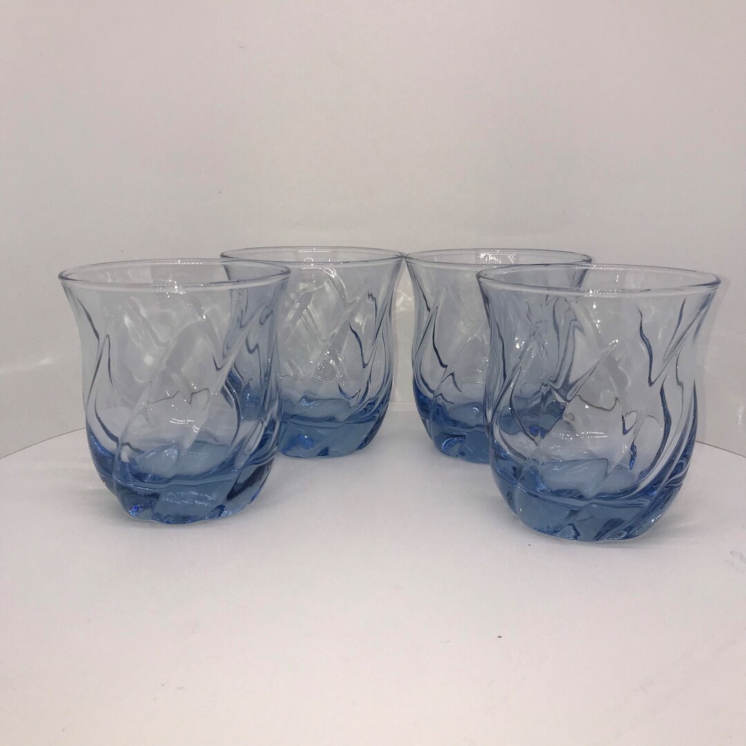 Vintage Anchor Hocking Heavy Bottom, Carousel Blue Swirl Optic Drinking ...