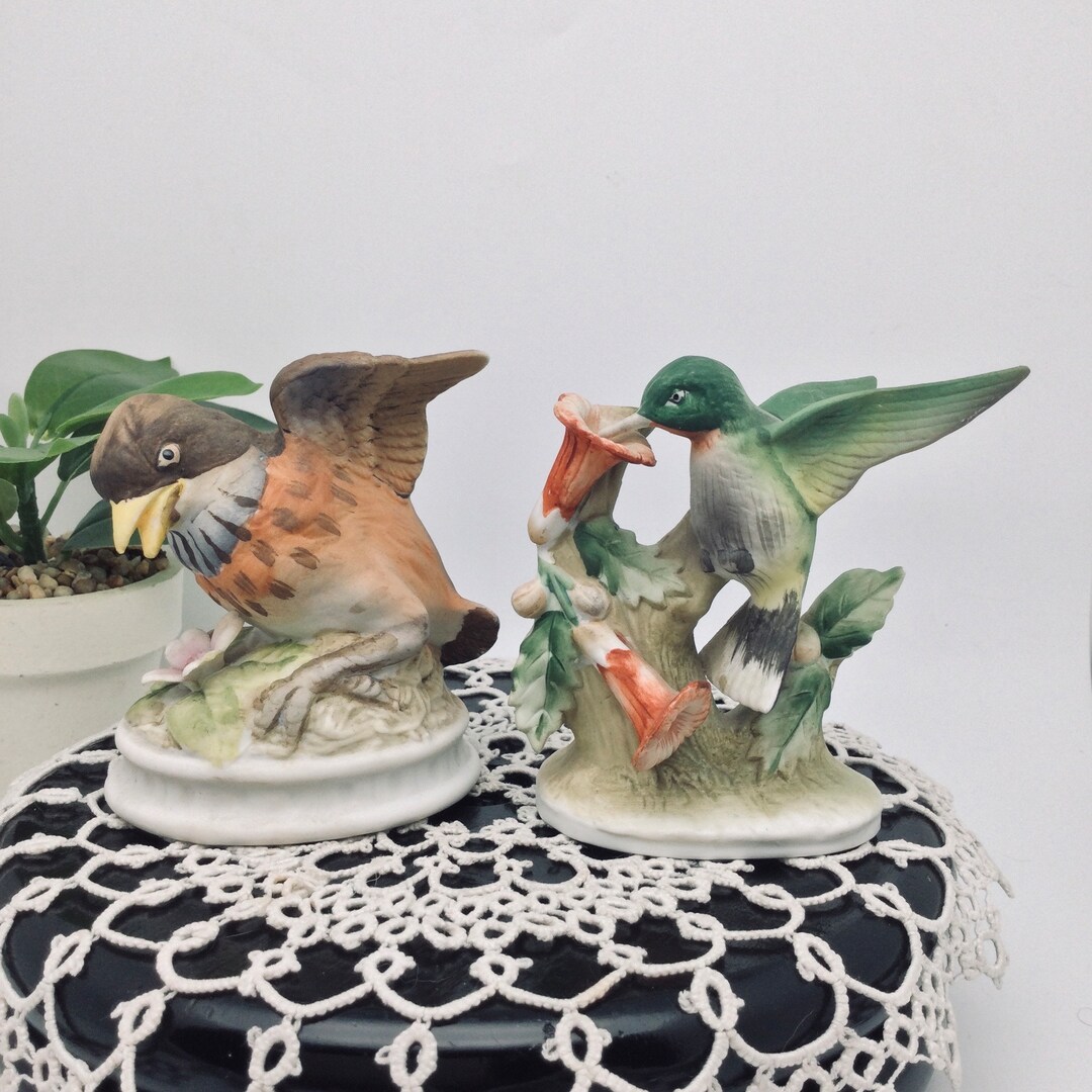 Vintage Pair of Bisque Ceramic Lefton China Bird Figurines, Robin ...
