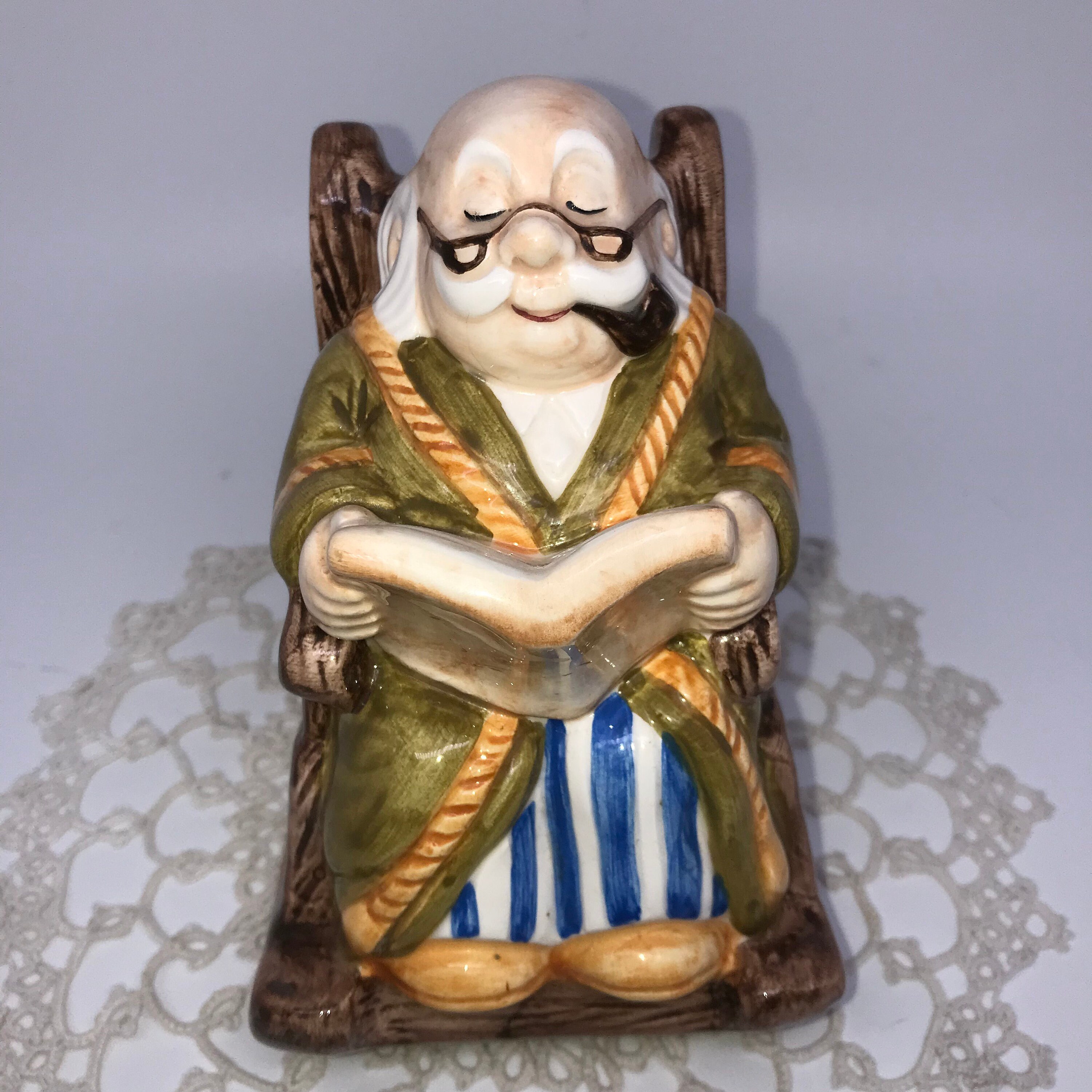 Vintage Ceramic Hand-painted Animated Rocking Grandpa Figure - Etsy