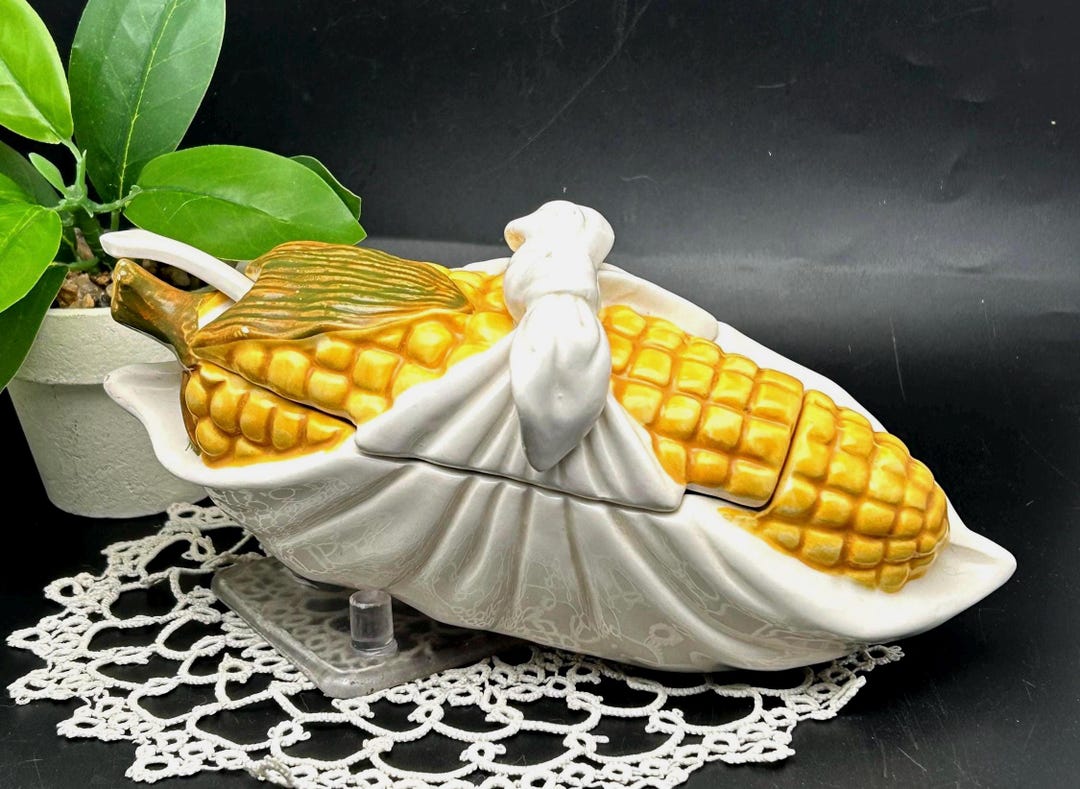 Vintage Ceramic Corn on the Cob Butter/sugar Dish With Ladle - Etsy