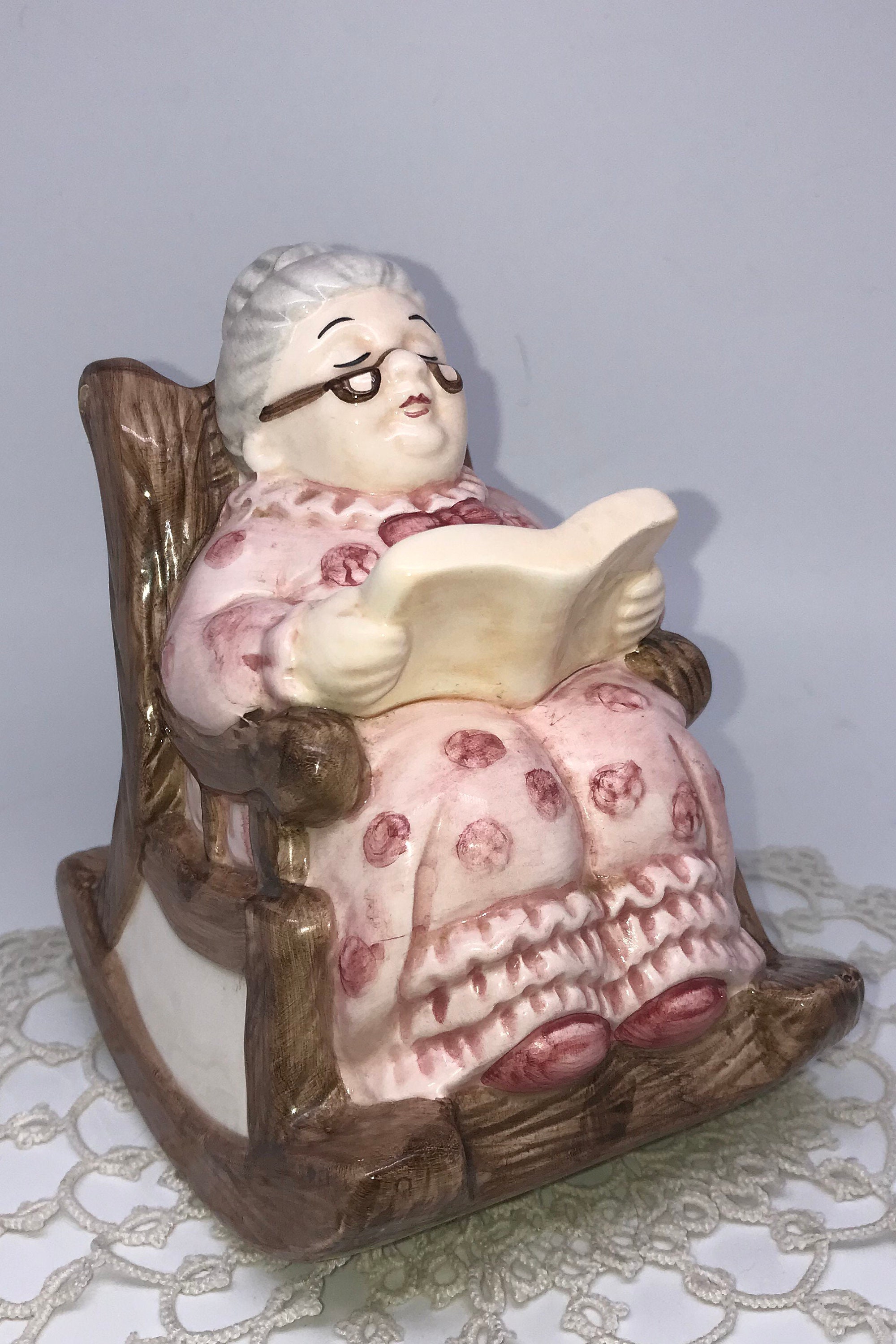 Vintage Ceramic Hand-painted Animated Rocking Grandma Figure - Etsy