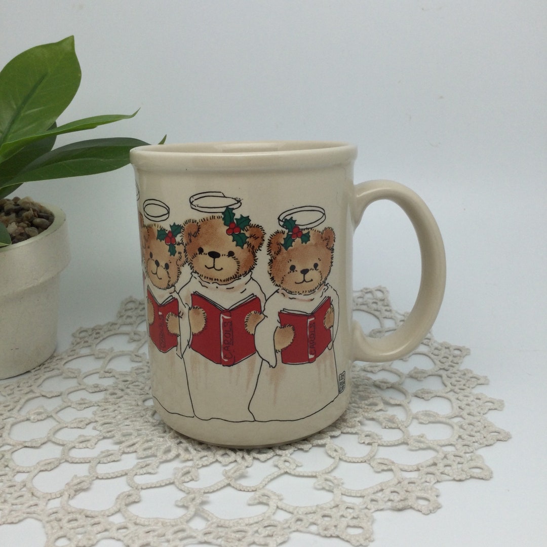 Vintage Enesco Lucy Rigg Bear Angel Carolers Christmas Holiday Mug ...