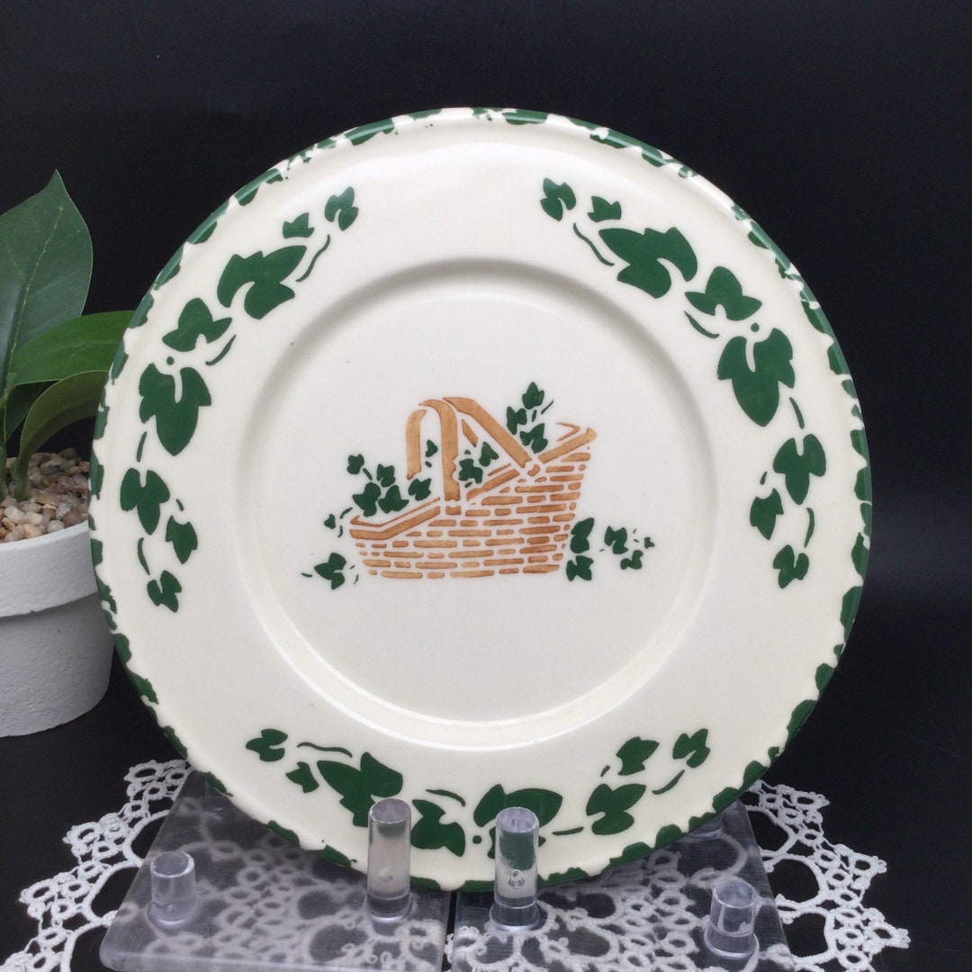 Vintage Buckeye Pottery Stoneware Salad Dessert Dish Plate Cream With ...