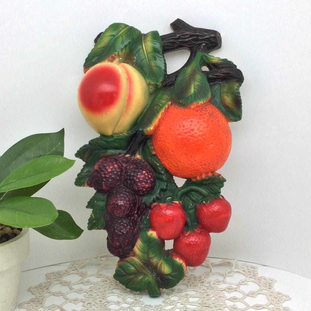 Vintage Chalkware Fruit Wall Hanging, 3D Kitchen Decor - Etsy