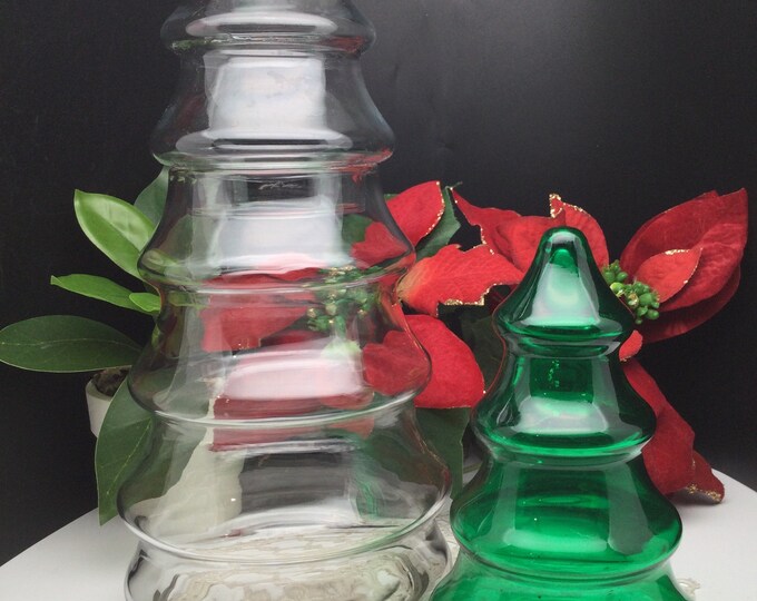 Tall 2 Piece Clear Glass and an One Piece Short Flashed Green ...