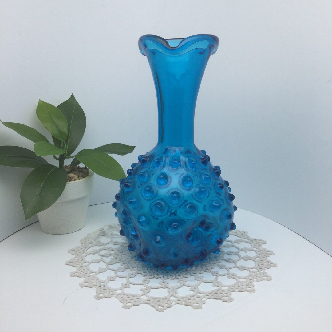 Vintage Mid-century Hand Crafted Deep Teal Aqua Blue Blenko Glass ...