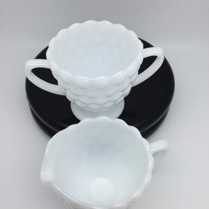 Vintage Anchor Hocking Bubble Pattern White Milk Glass Open Creamer and ...